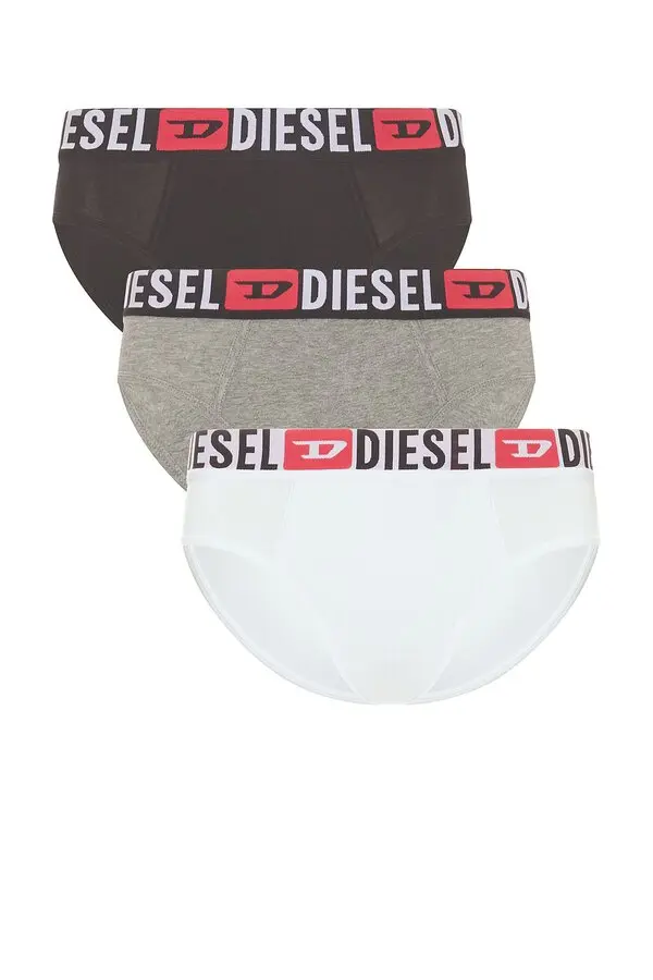 DIESEL Three-pack Of Solid Colour Briefs In White,black - Black & Grey