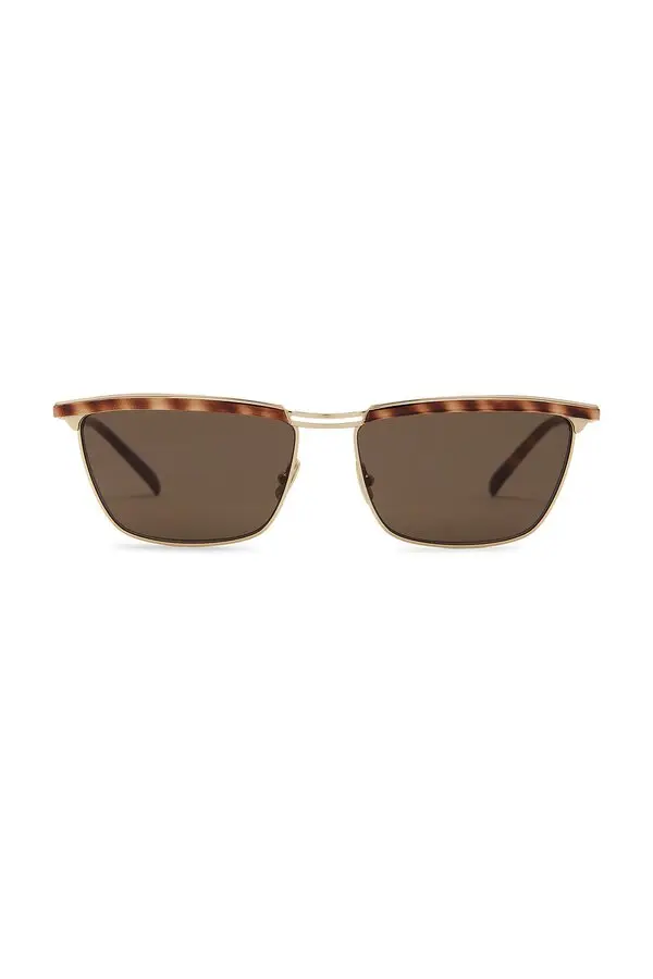 Saint Laurent Rectangular Sunglasses - Gold & Grey