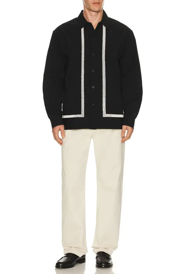 Nn07 Reed Embroidered Button Up Overshirt