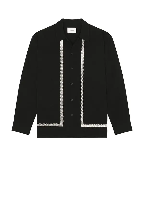 Nn07 Reed Embroidered Button Up Overshirt
