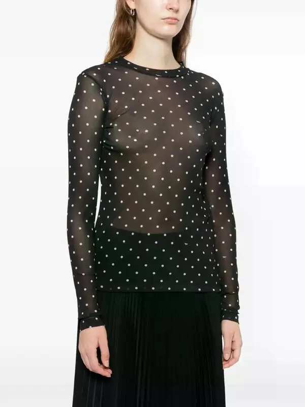Maison Kitsuné Polka-dot Mesh Top