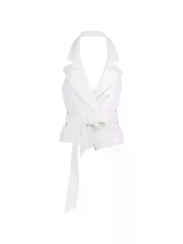Elisabetta Franchi Double-breasted Belted Vest - White