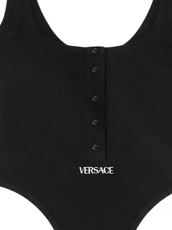 Versace Logo-embroidered Bodysuit - Black