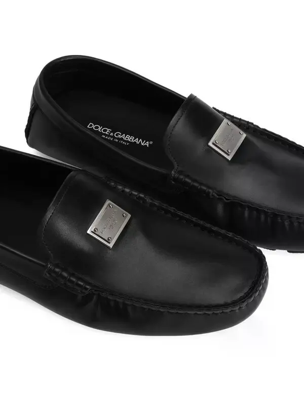 Dolce & Gabbana Logo-plaque Leather Loafers - Black