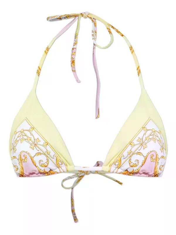 Versace Printed Triangle Bikini Top - Yellow