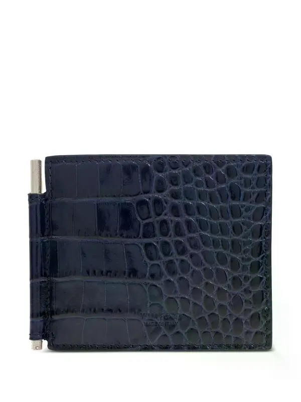 TOM FORD Crocodile-effect Card Holder - Blue