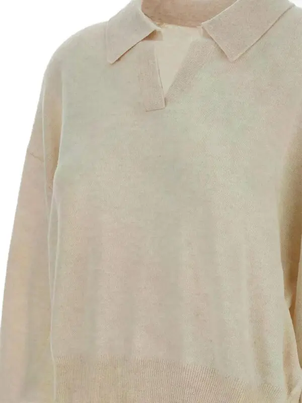 LISA YANG Ribbed Trim Polo Sweater - Neutrals