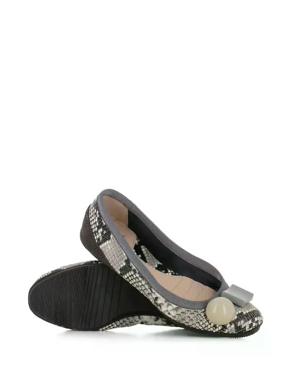 DOVE NUOTANO GLI SQUALI Snake-print Appliqué Ballet Flats - Grey