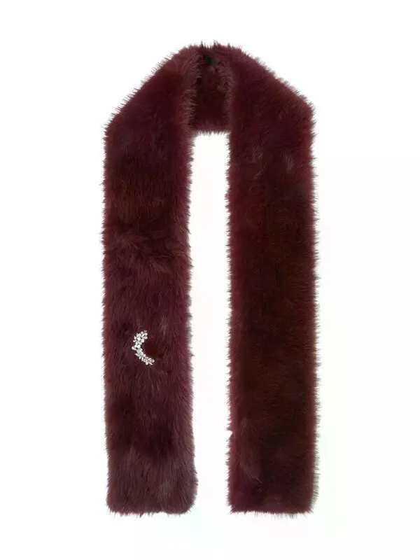 Liu Jo Faux Fur Stole With Brooch - Red