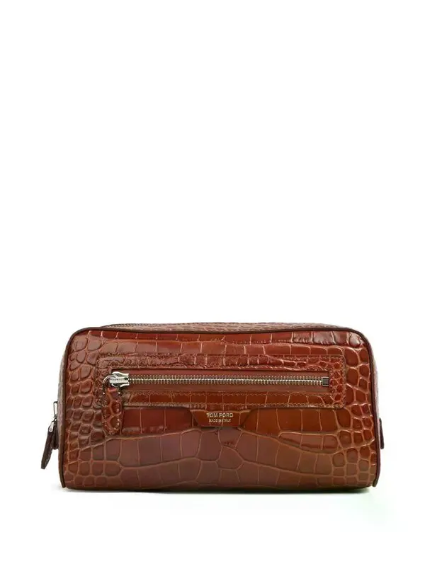 TOM FORD Crocodile Zip Leather Case - Brown