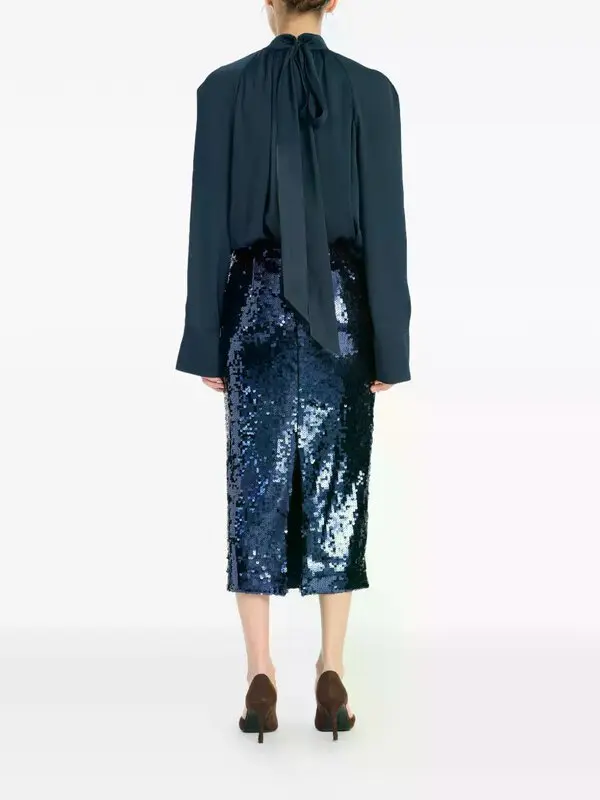 ROTATE BY BIRGER CHRISTENSEN Bow Blouse - Blue