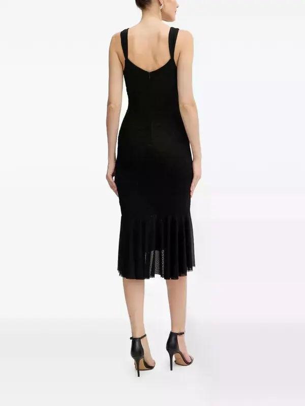 Guess Lace Flounce Midi Dress - Black