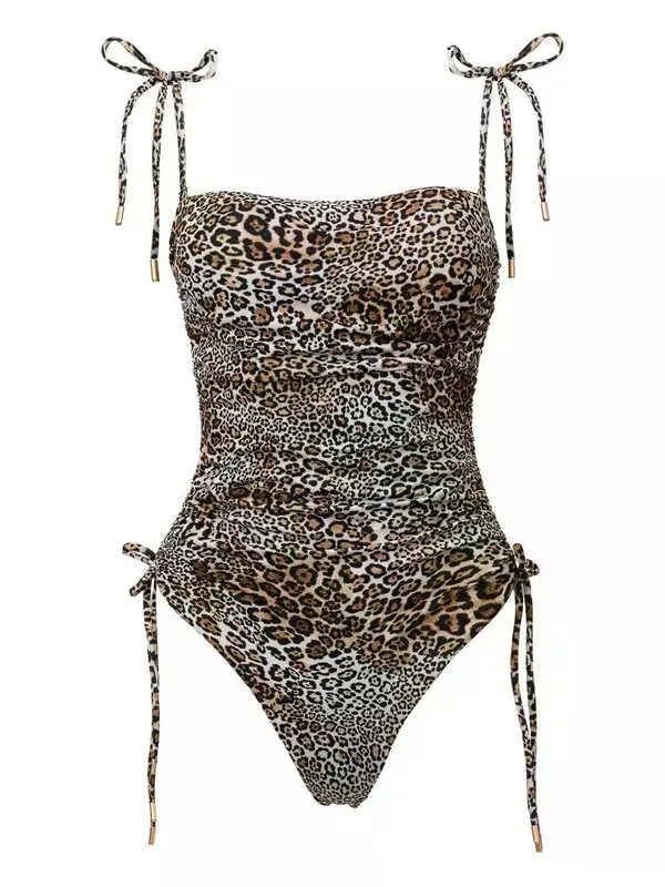 SOFIA ERHAN Lyra Animal-print Tie One-piece Swimsuit - Brown