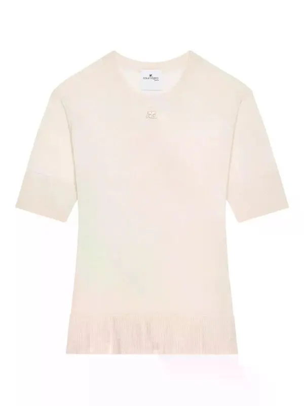 COURREGES Logo-detail T-shirt - Neutrals