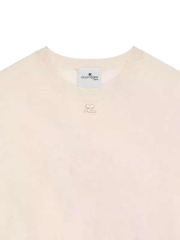 COURREGES Logo-detail T-shirt - Neutrals