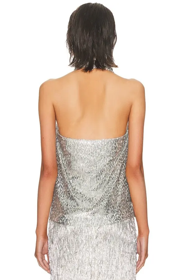 Stella McCartney Fil Coupe Alterneck Top - Silver