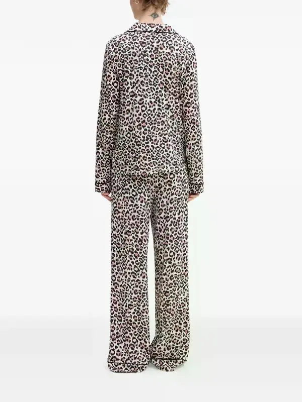 Guess Sasha Leopard-print Piped Pajamas