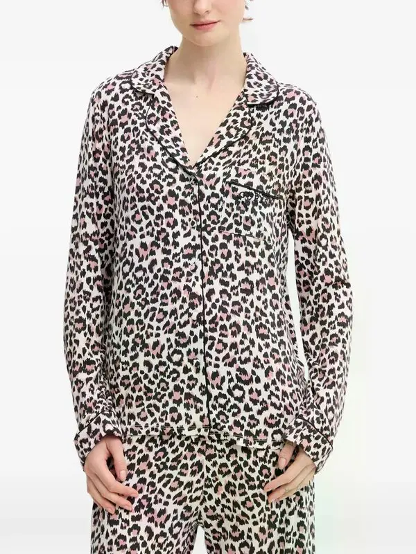 Guess Sasha Leopard-print Piped Pajamas