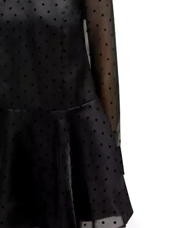 GANNI Organza Polka Dot Dress With Removable Circle Collar - Black