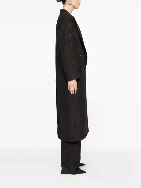 NISSA Sequin-embellished Tailored Coat - Black
