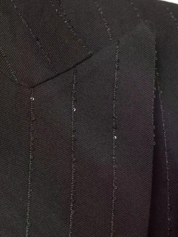NISSA Sequin-embellished Tailored Coat - Black