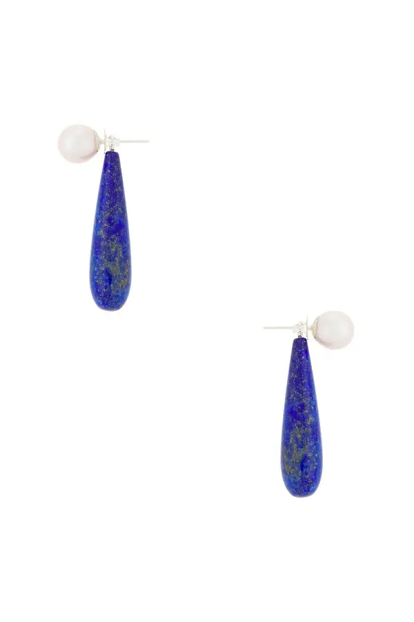 SOPHIE BUHAI Small Angelyne Earrings - Lapis, Freshwater Pearls, & Sterling Silver