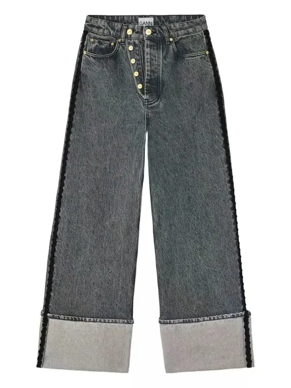 GANNI Button-detailed Jeans With Turn-up Hem