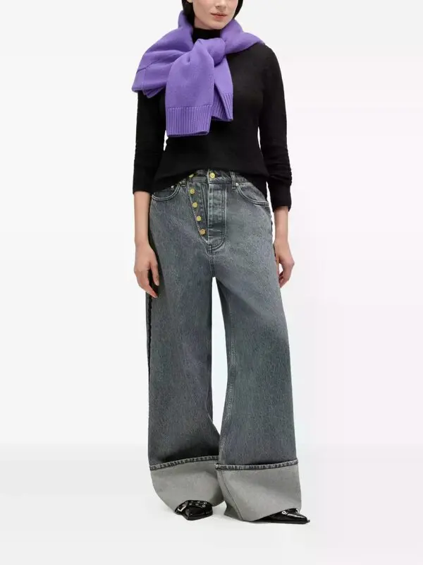 GANNI Button-detailed Jeans With Turn-up Hem
