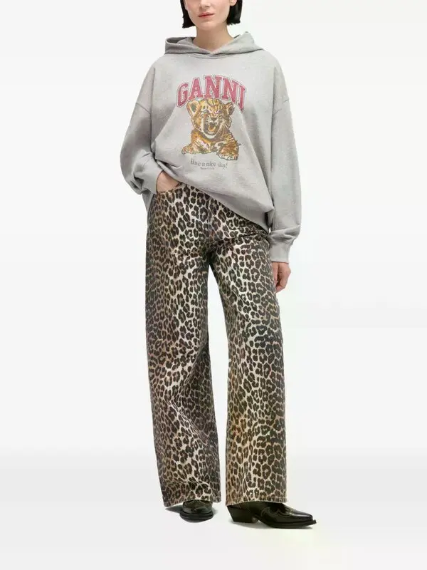 GANNI Tiger Graphic Hoodie - Grey