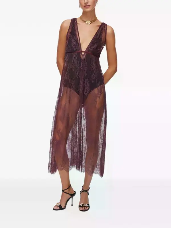 Liu Jo Chantilly Lace V-neck Maxi Dress - Brown