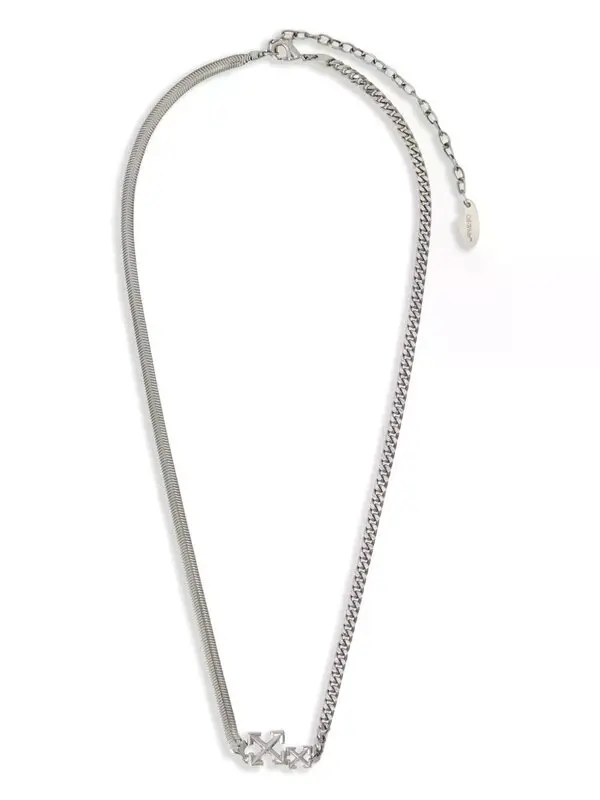 Off-White Arrow Curb Snake-chain Necklace - Silver