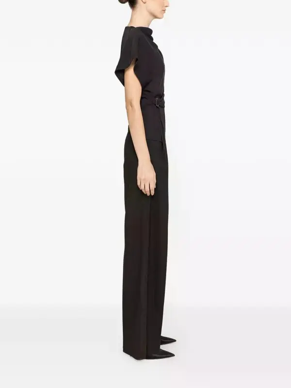 NISSA Draped Belted Top - Black