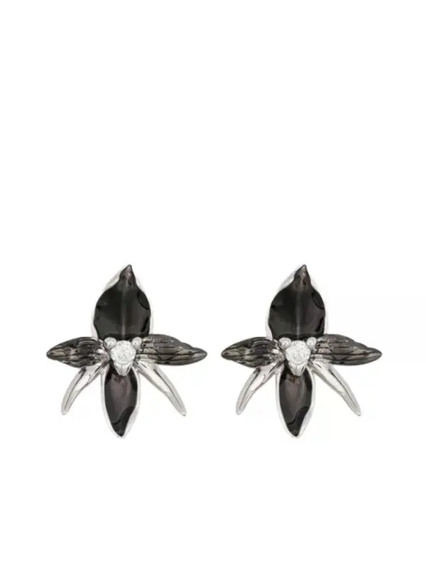SHAUN LEANE Black Orchid Diamond Earrings - Silver