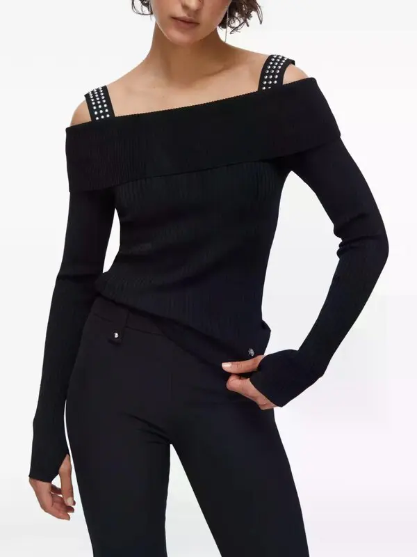 Liu Jo Studded Off-the-shoulder Sweater