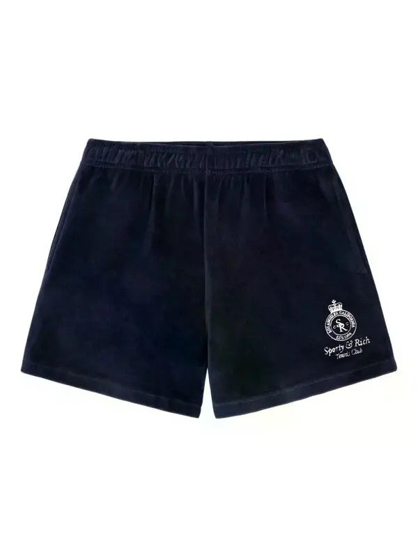 SPORTY & RICH Logo-embroidered Shorts - Blue