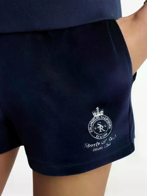 SPORTY & RICH Logo-embroidered Shorts - Blue