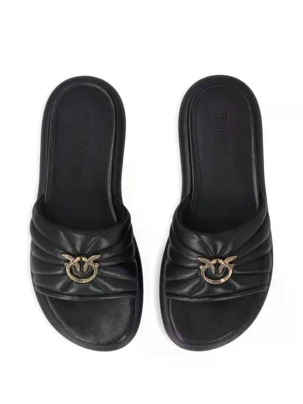 Pinko Fiona Leather Slip-on Sandals - Black
