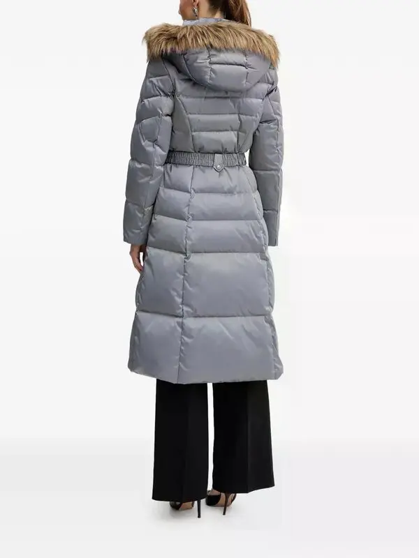 Guess Faux-fur Hooded Belted Coat
