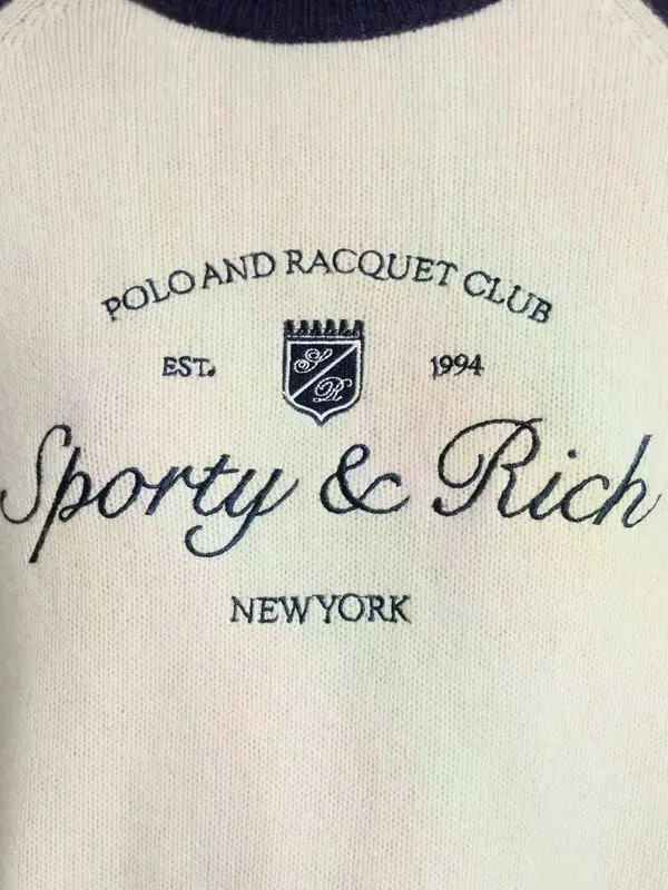 Sporty & Rich Embroidered Raglan-sleeve Sweater - Neutrals