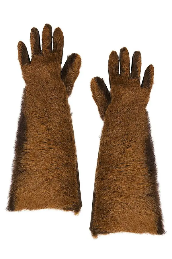 Magda Butrym Fur And Leather Gloves - Brown