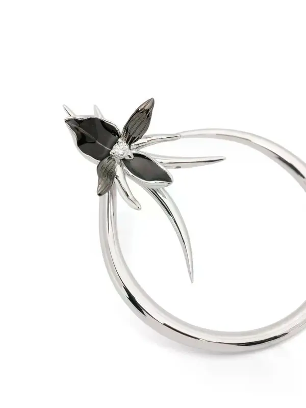 SHAUN LEANE Black Orchid Diamond Hoop Earrings