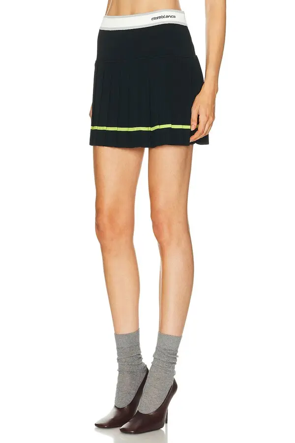 Casablanca Striped Pleated Skirt - Black
