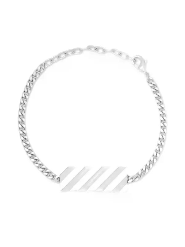 Off-White Diagonal Engraved Bracelet - Silver