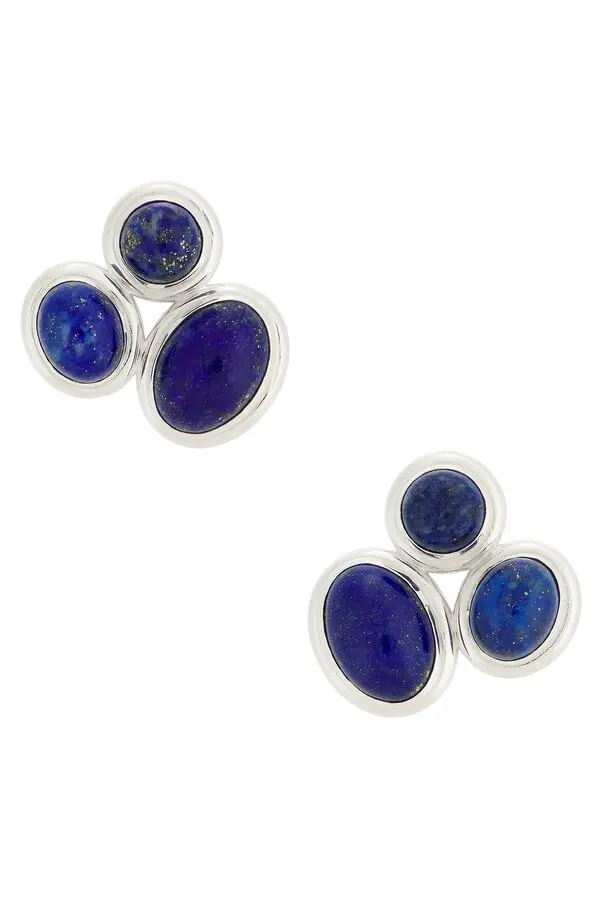 Beaufille Xl Vista Stud Earrings - Silver & Lapis Lazuli