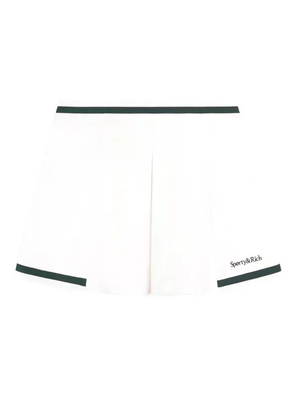 SPORTY & RICH Mila Striped Pleated Mini Skirt - White