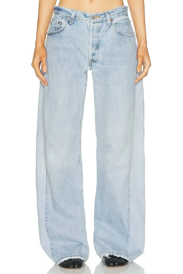 ALIGRACE Retro Oversized Wide Leg Jeans - Light