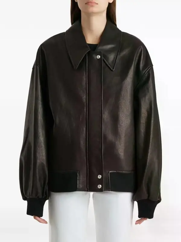 Khaite Leather Bomber Jacket