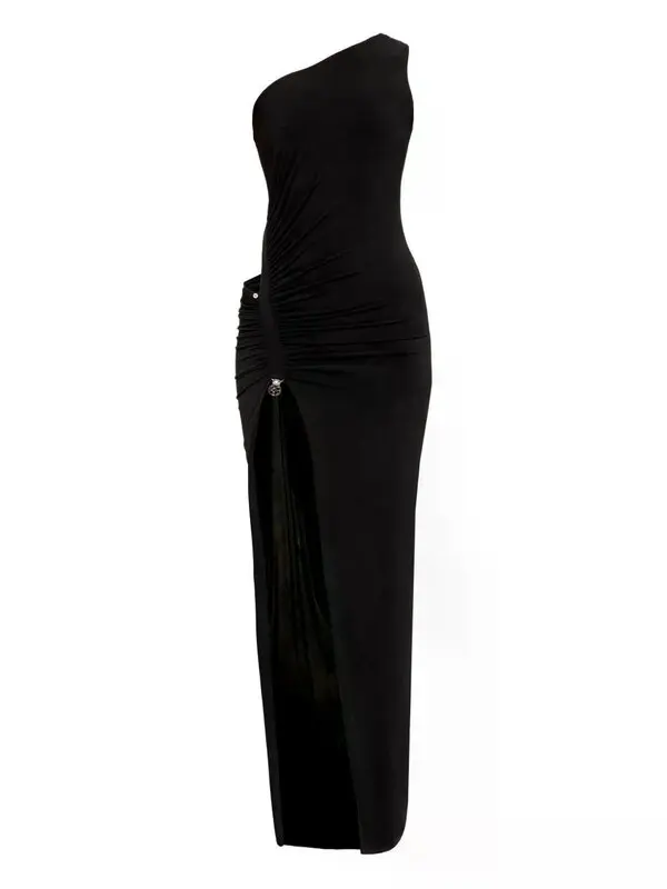 NISSA Maxi Backless One-shoulder Dress - Black