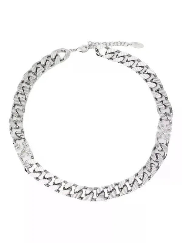 Off-White Arrow Textured Chain Necklace - Silver