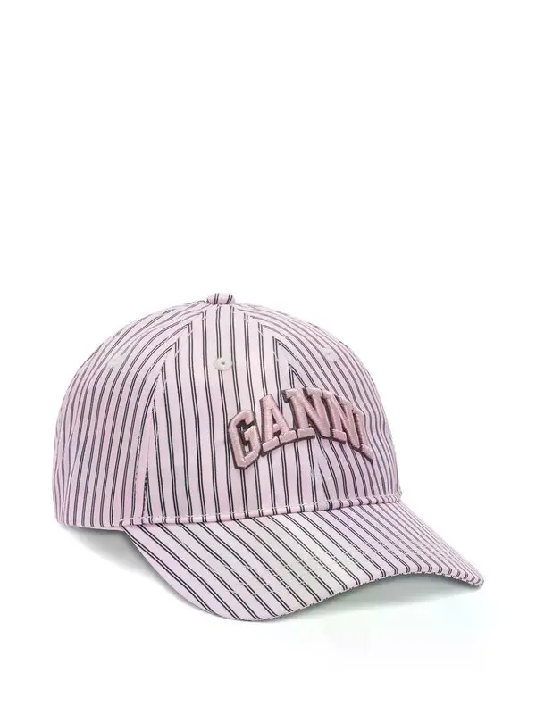 GANNI Striped Baseball Cap - Pink